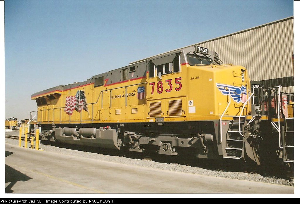 UP 7835 at the UP Colton Locomotive works.